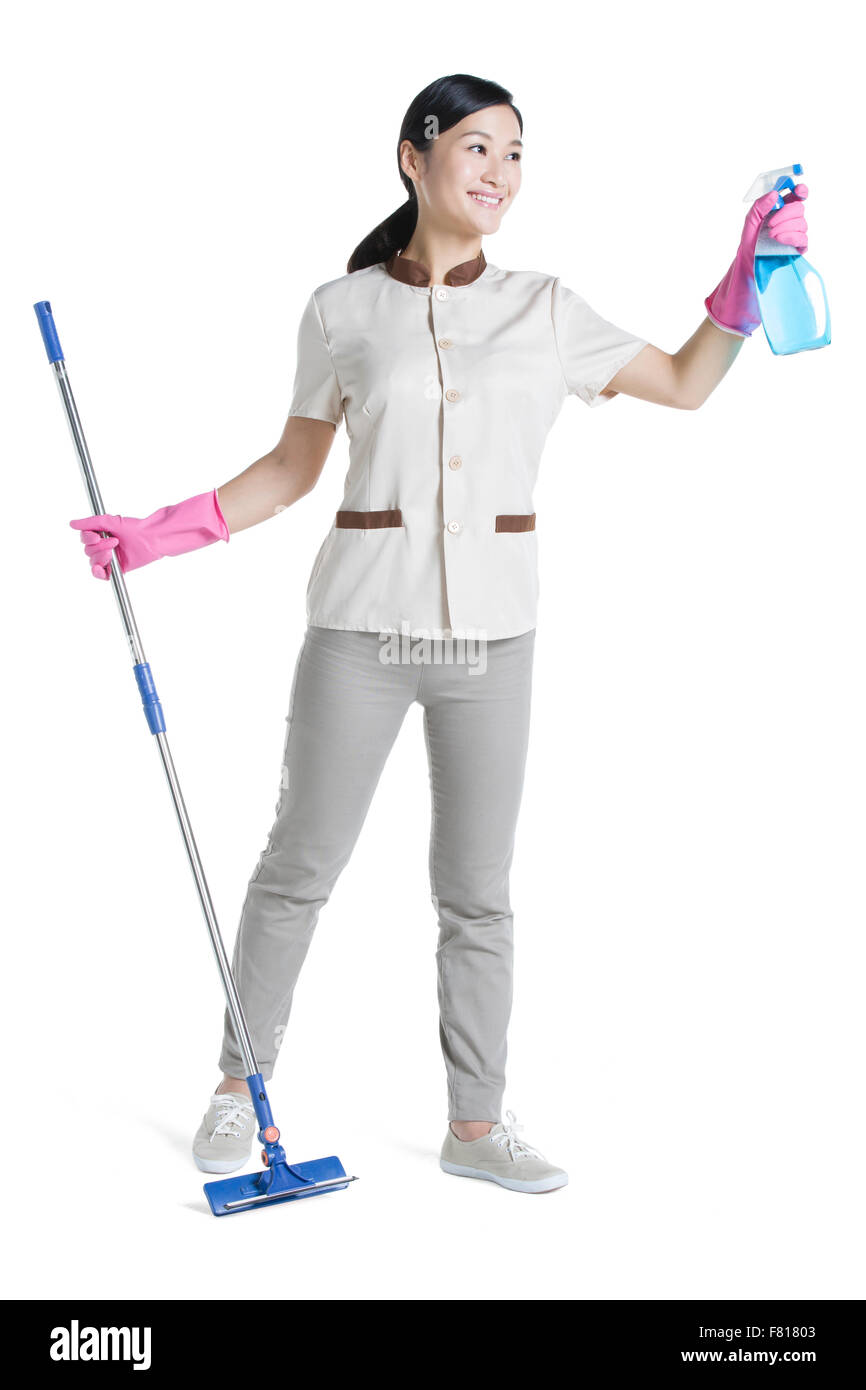 Indian woman cleaner Cut Out Stock Images & Pictures - Alamy