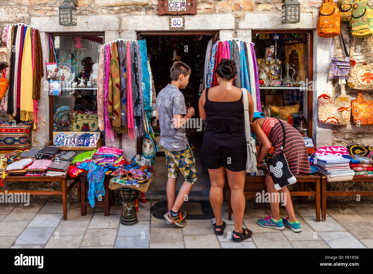 Tourists Shopping In Bodrum Old Town, Bodrum, Mugla Province, Turkey ...