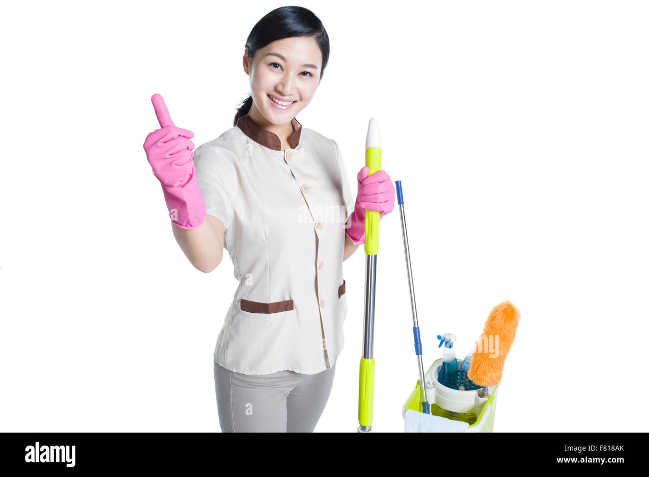 Indian woman cleaner Cut Out Stock Images & Pictures - Alamy