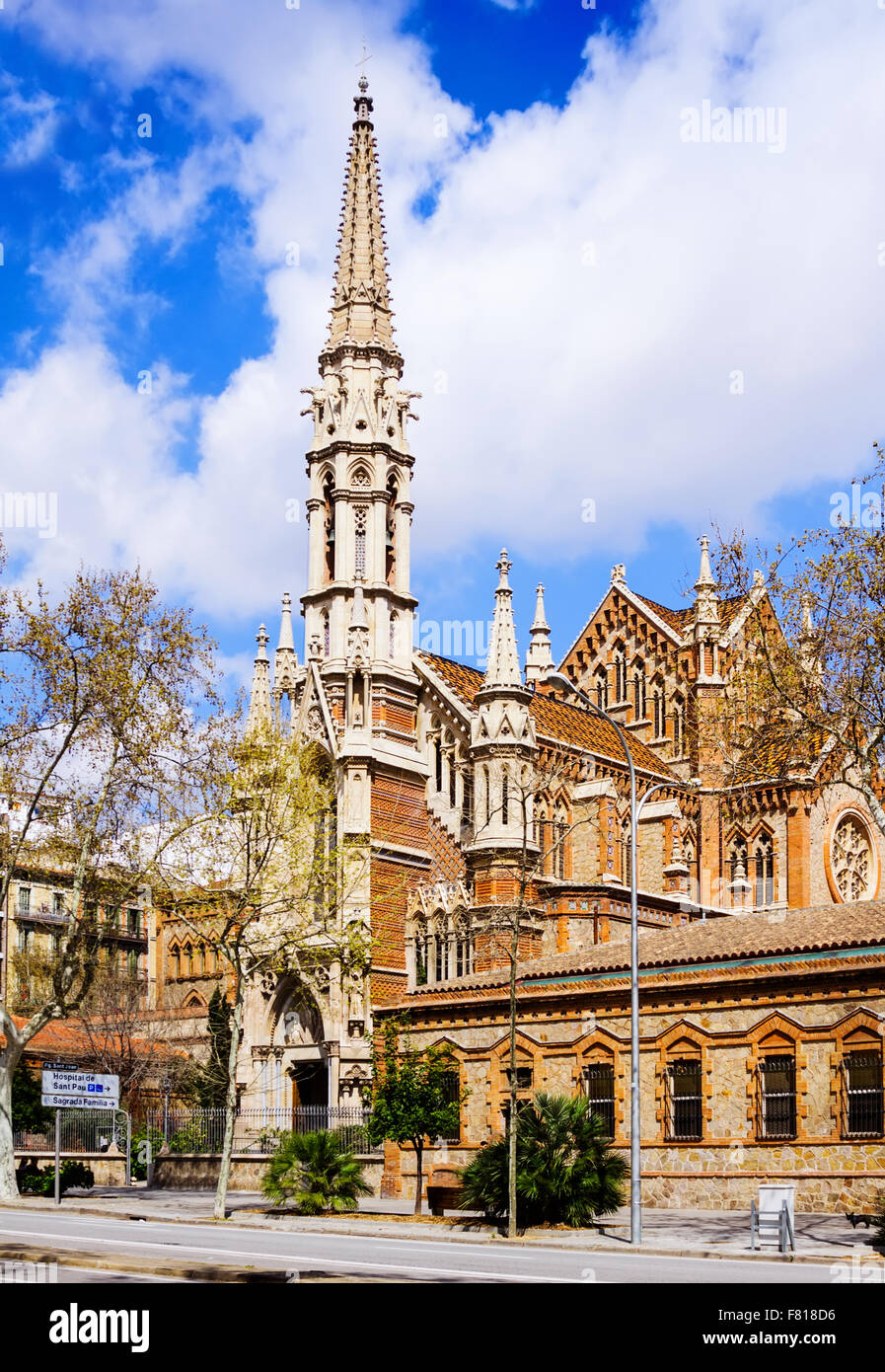 View of Barcelona, Spain. Church and Convent of the Salesians Stock ...