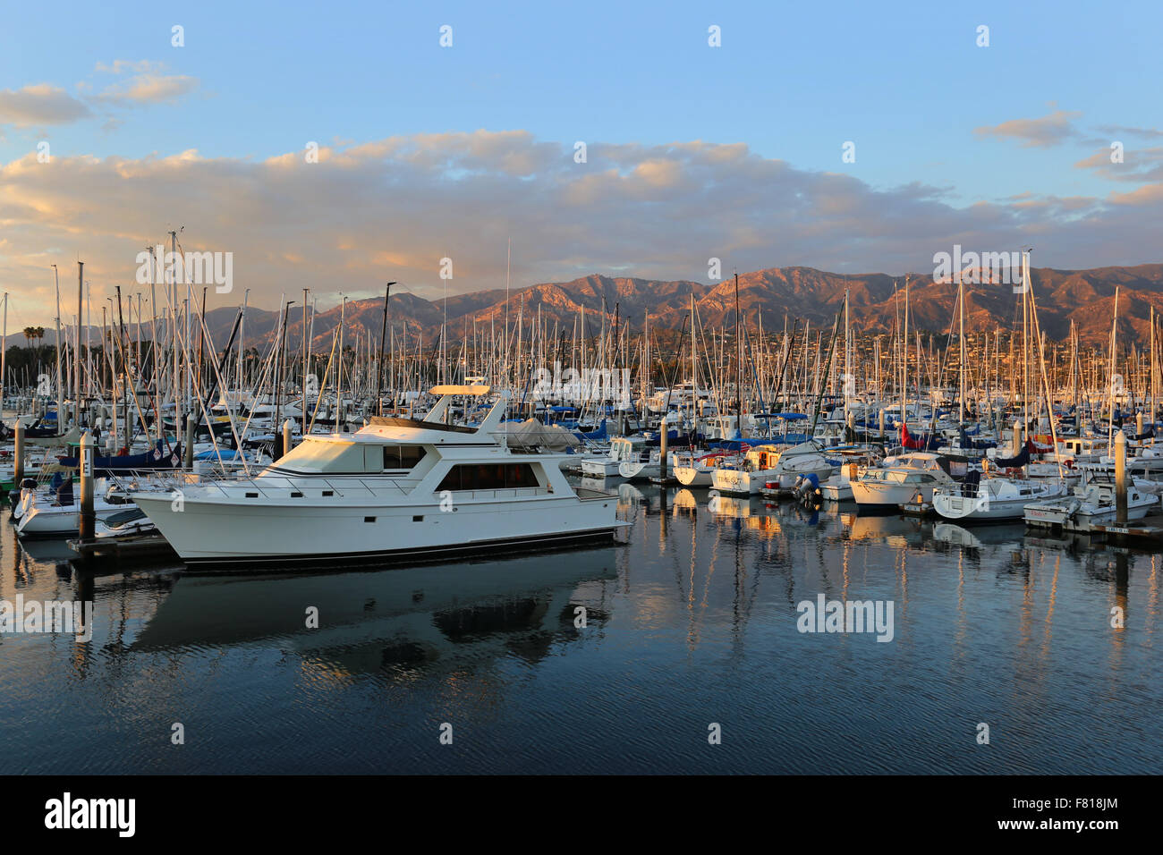 Santa Barbara Harbor at Sunset Stock Photo - Alamy