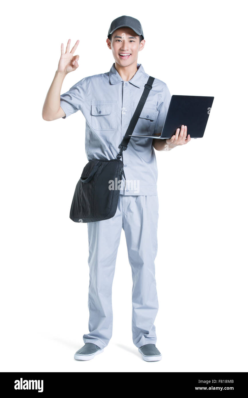 Engineer using laptop computer Cut Out Stock Images & Pictures - Alamy