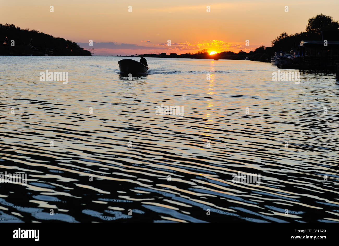 beautiful nature scenic sunset at river Stock Photo - Alamy
