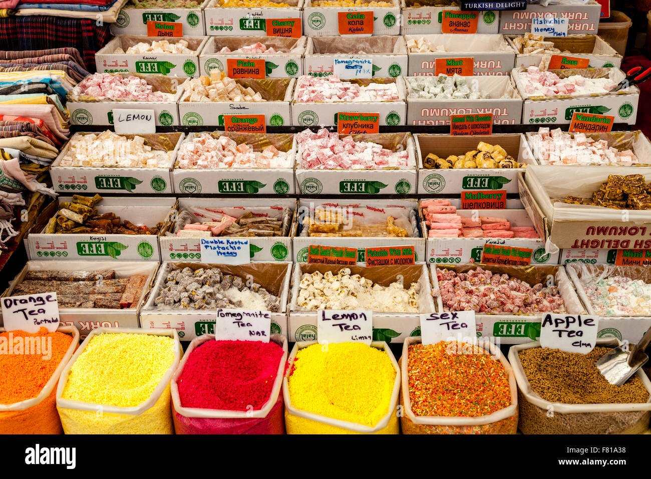 Traditional Sweets and Tea Stall At The Monday Market In Turunc near ...