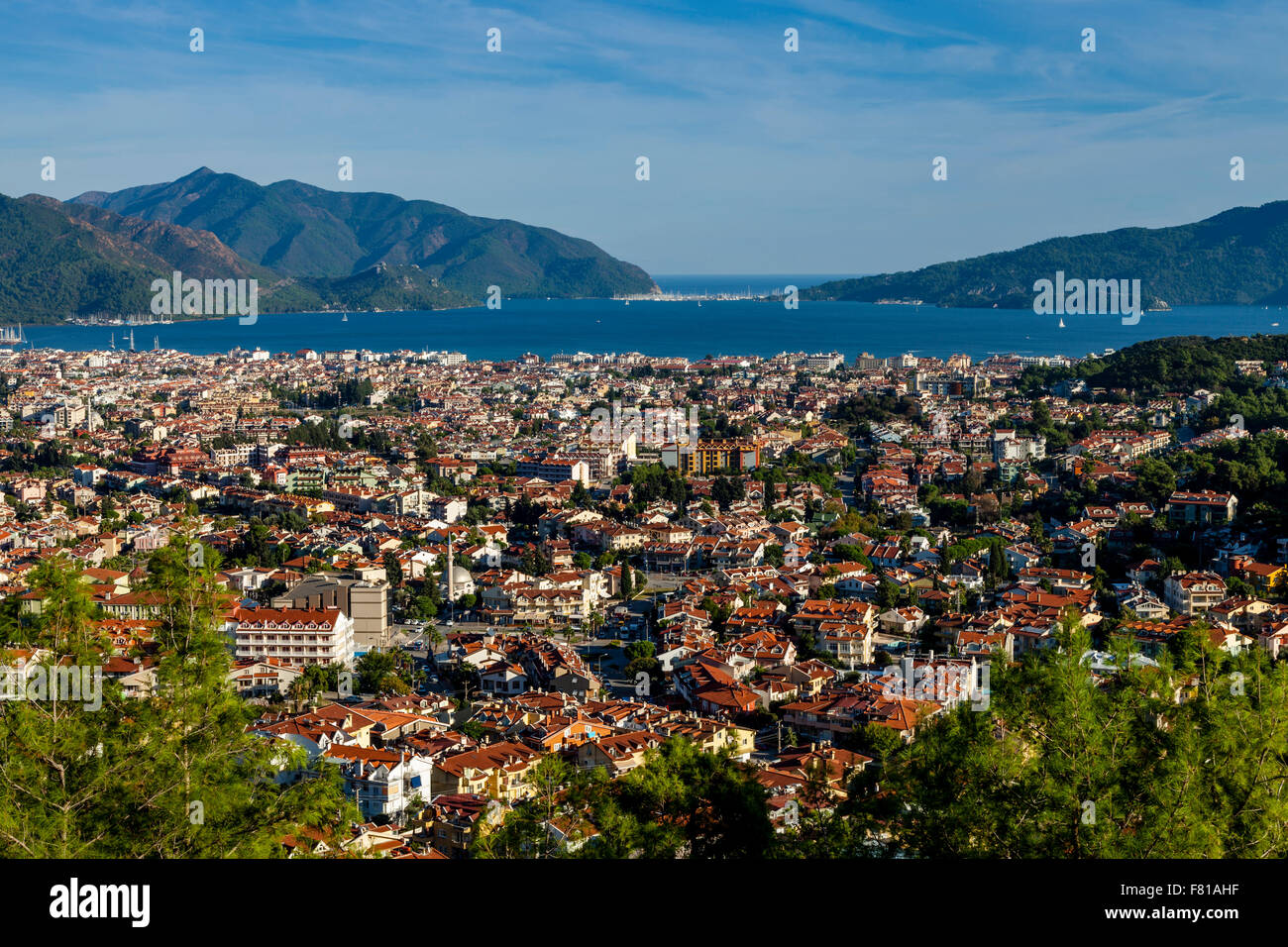 Elevated View of the Town of Marmaris, Mugla Province, Turkey Stock ...