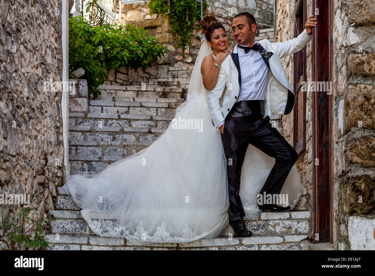 Turkish Wedding, A Just Married Couple Pose For Photographs In Marmaris ...