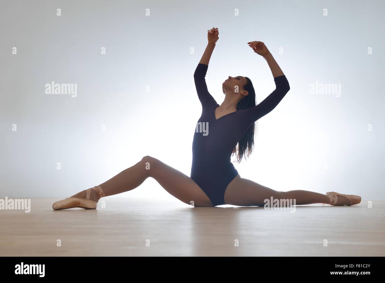 modern style ballet dancer posing and jumping on training Stock Photo ...