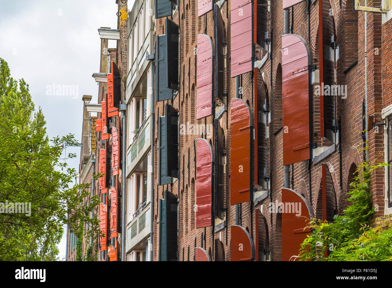 Wooden window blinds on typical Amsterdam houses Stock Photo - Alamy