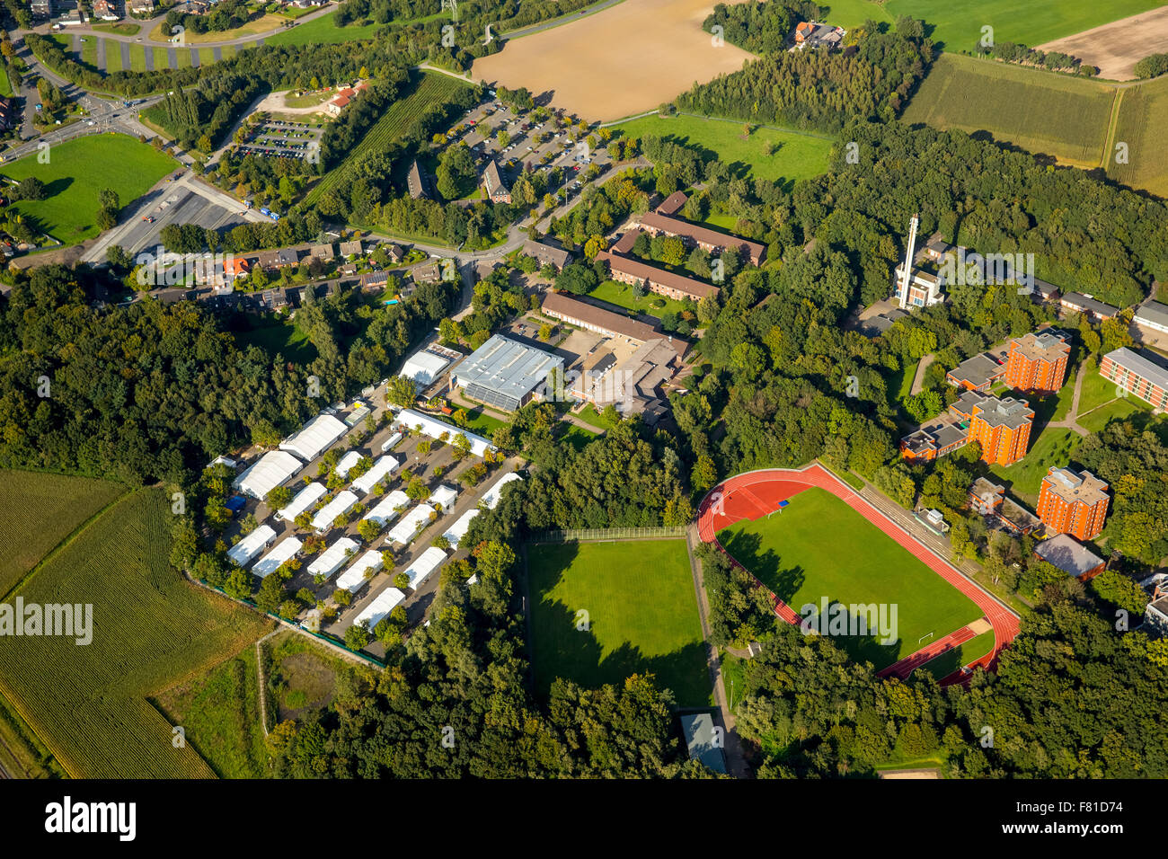 Police Academy Bork with tents for refugees, asylum seekers, Selm-Bork ...