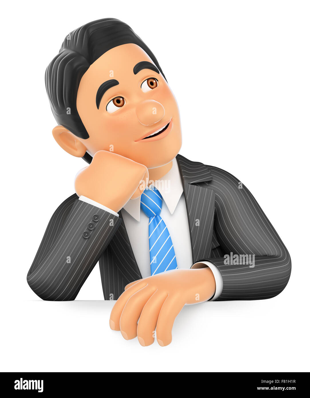 3d business people. Businessman thoughtful. Blank space. Isolated white ...