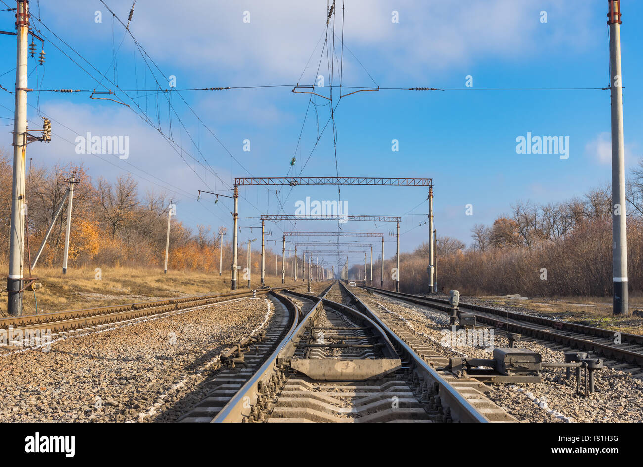 Ukrainian railroad landscape at fall season Stock Photo - Alamy