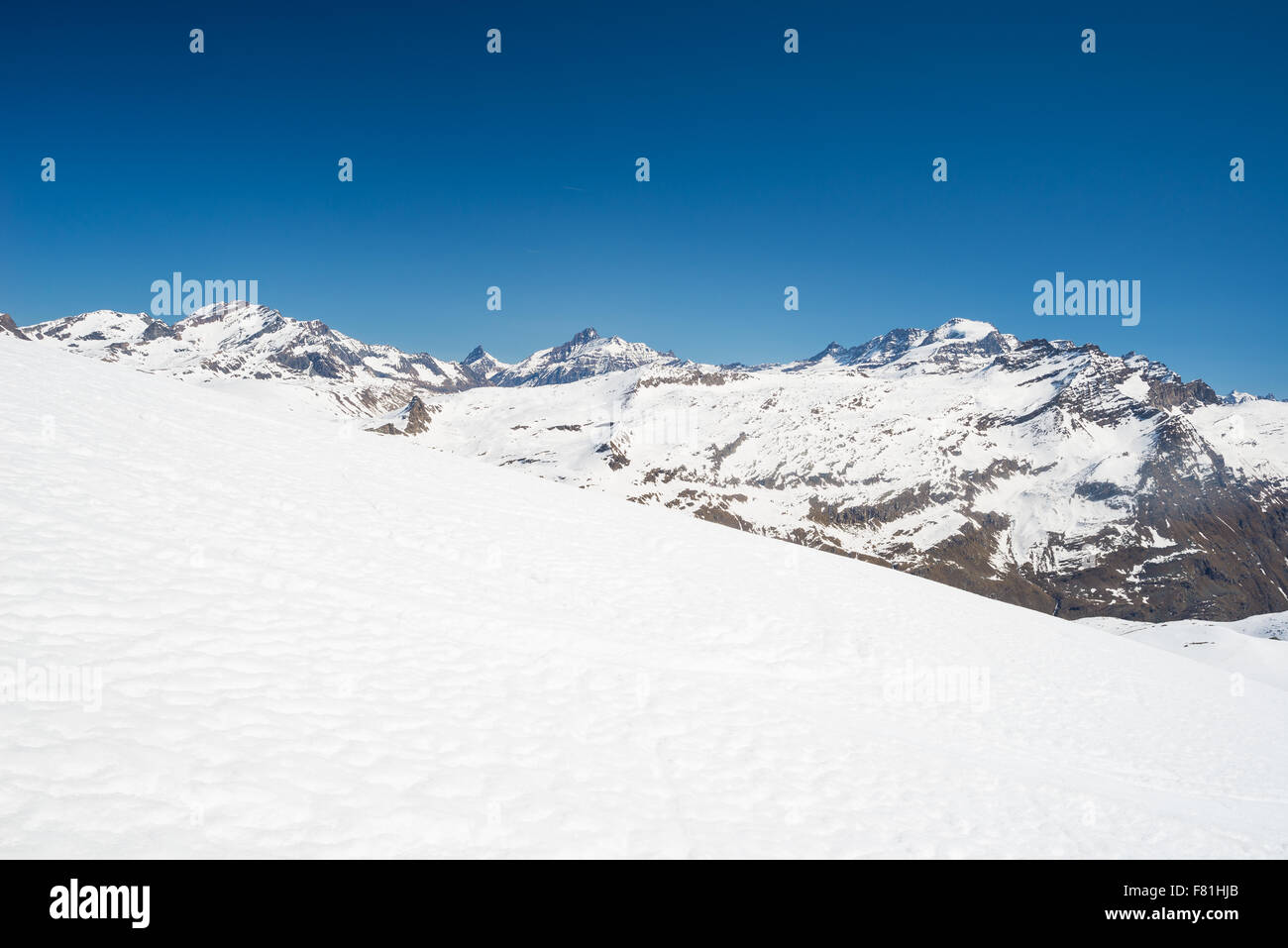 Stunning view of high mountain peaks in the italian alpine arc, in a ...