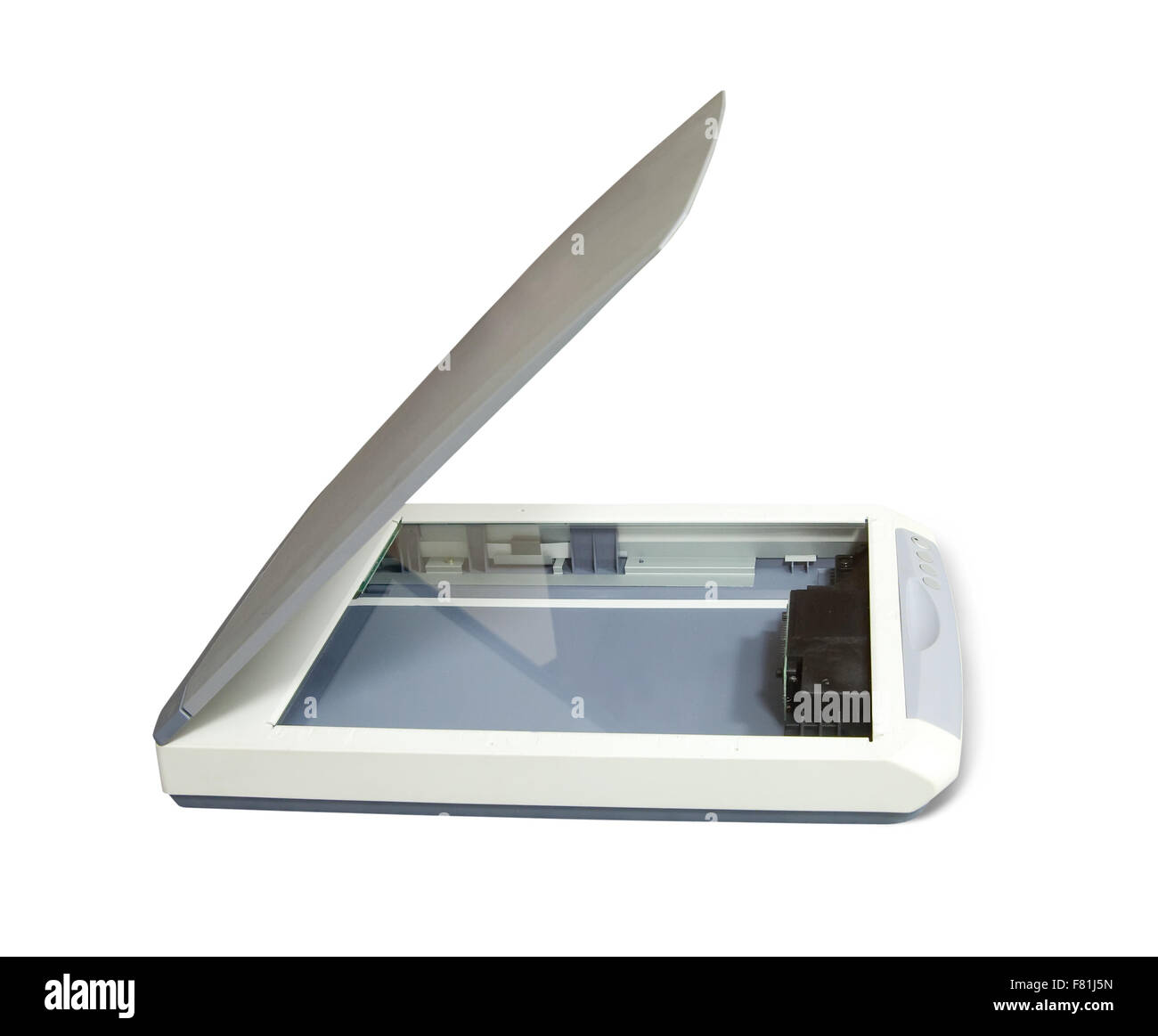 opened office A4 scanner. Isolated on white with clipping path Stock ...