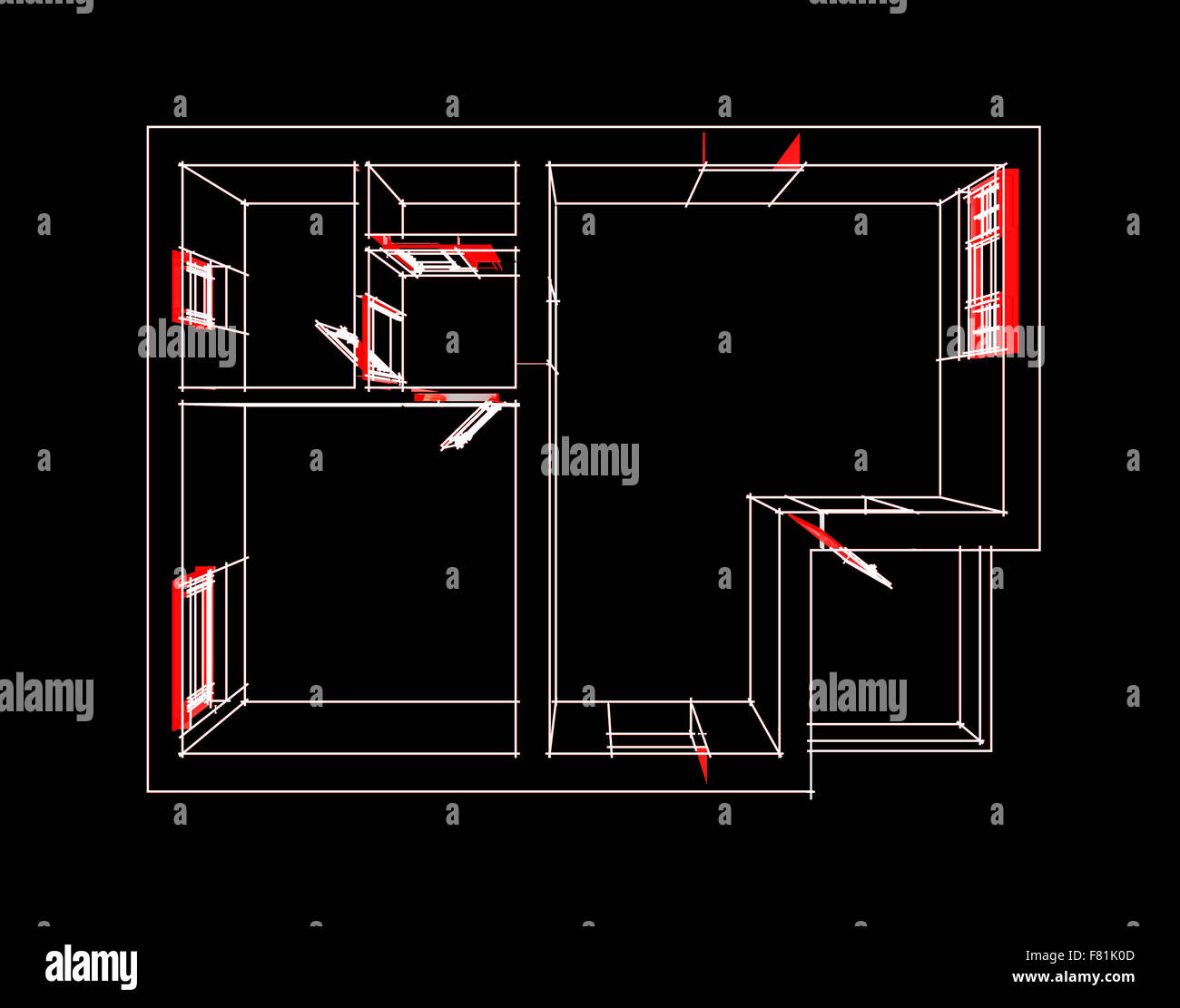 2d sketch of apartment walls without furnishings Stock Photo - Alamy