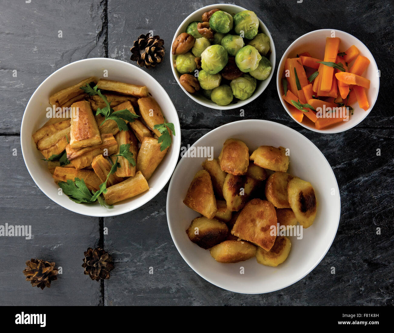 Plated food for traditional Christmas lunch Stock Photo - Alamy