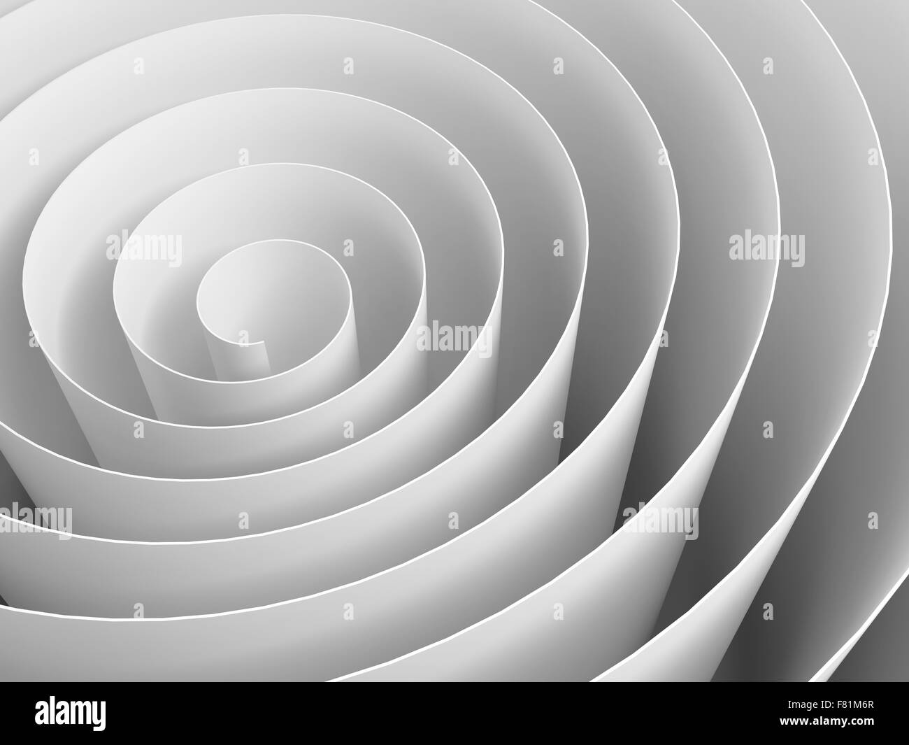 White 3d spiral made of paper with soft shadows, abstract digital ...