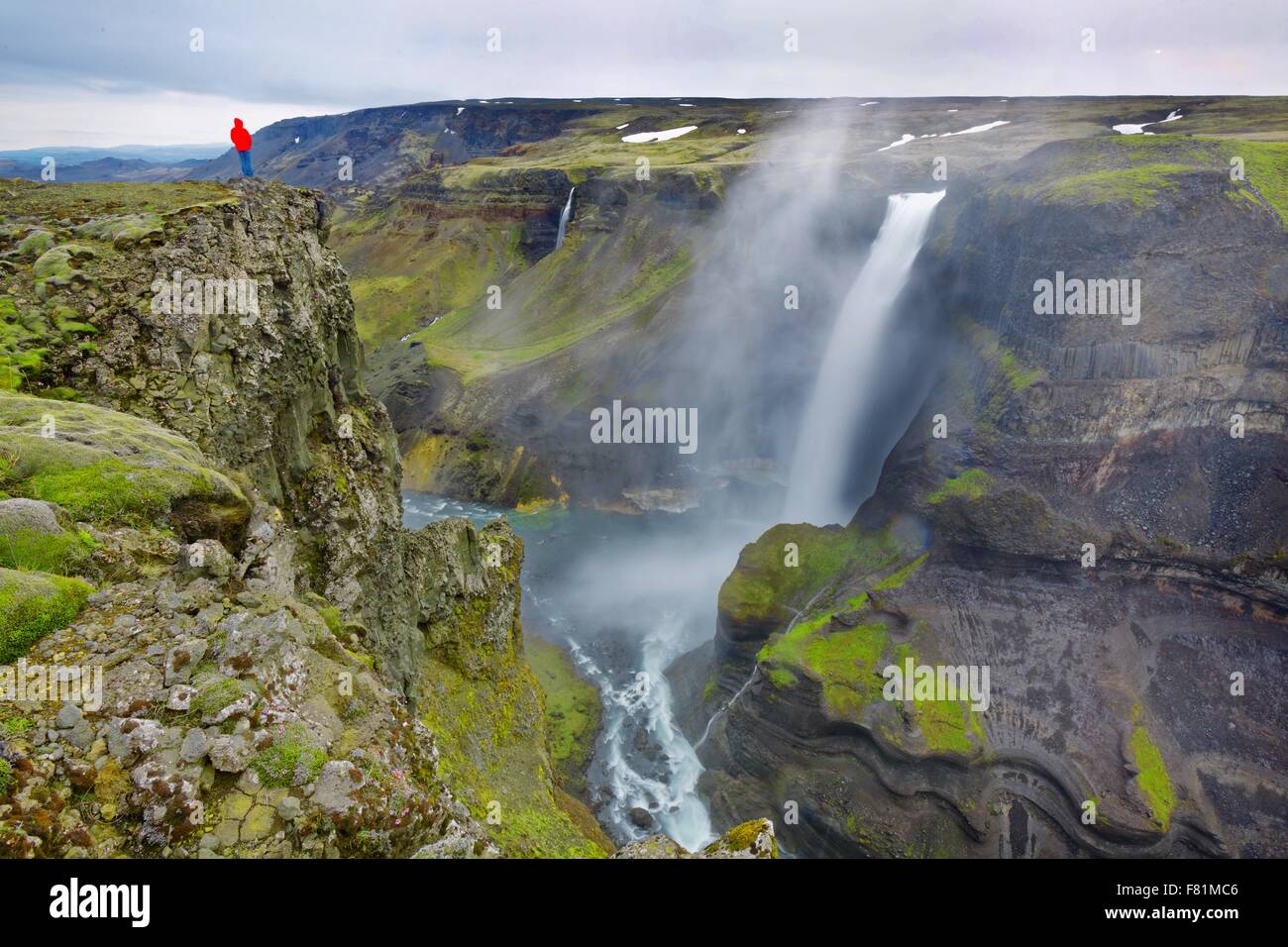 Dramatic photo of Haifoss waterfall in central Iceland Stock Photo - Alamy