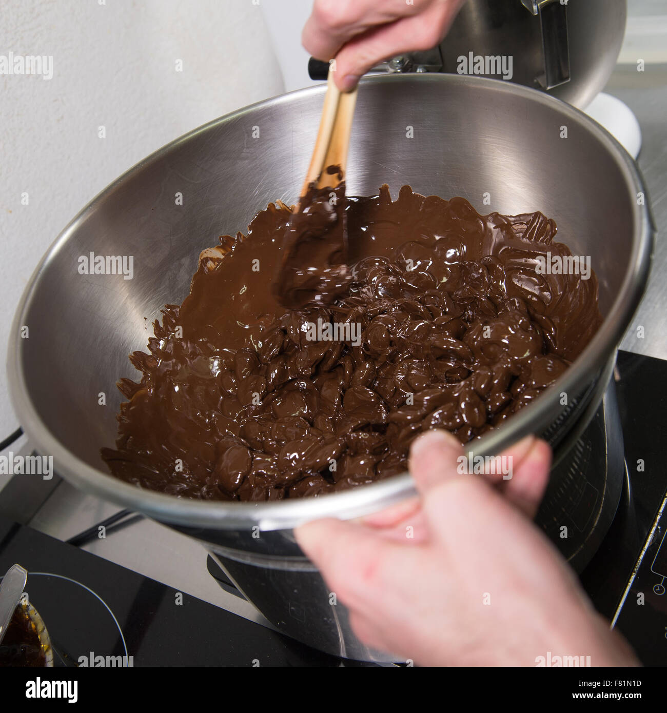 Blending chocolate cake in a pastry Stock Photo - Alamy