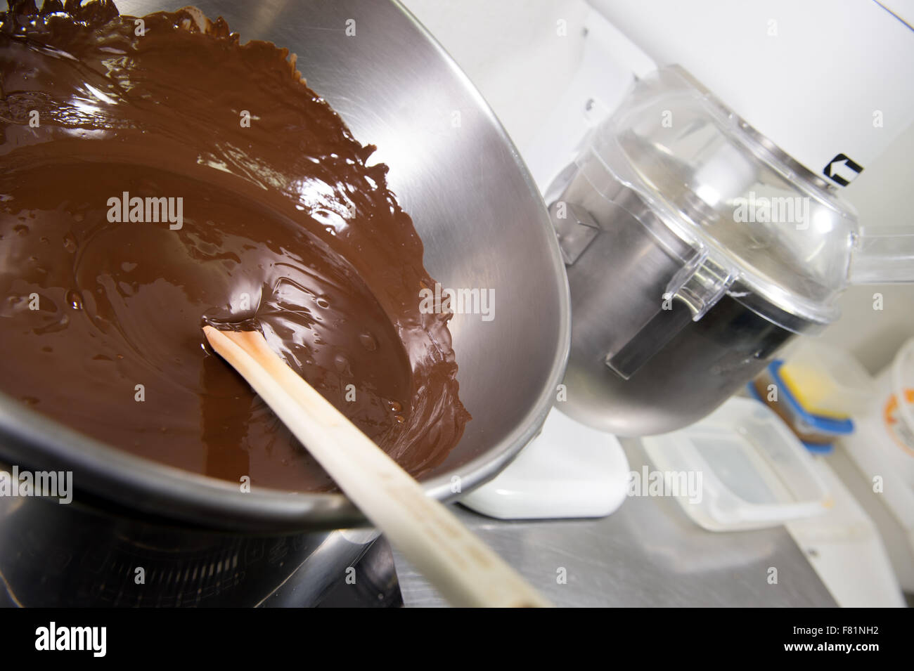 Blending chocolate cake in a pastry Stock Photo - Alamy