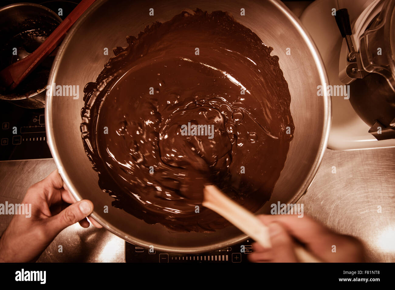 Blending chocolate cake in a pastry Stock Photo - Alamy