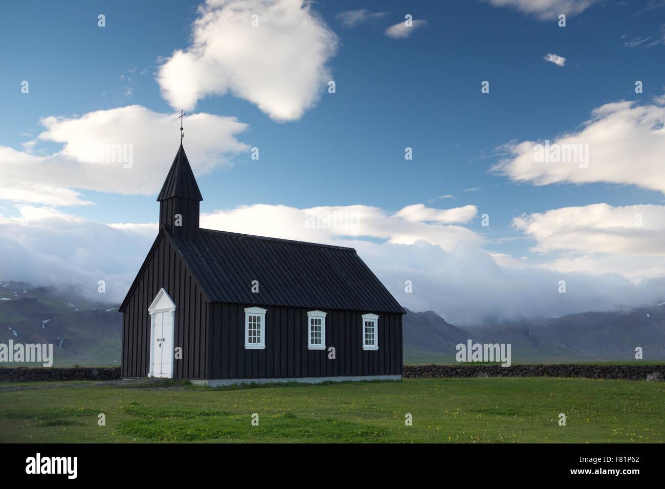 The famous black church at Budir on the Snaefellsnes Peninsula in ...