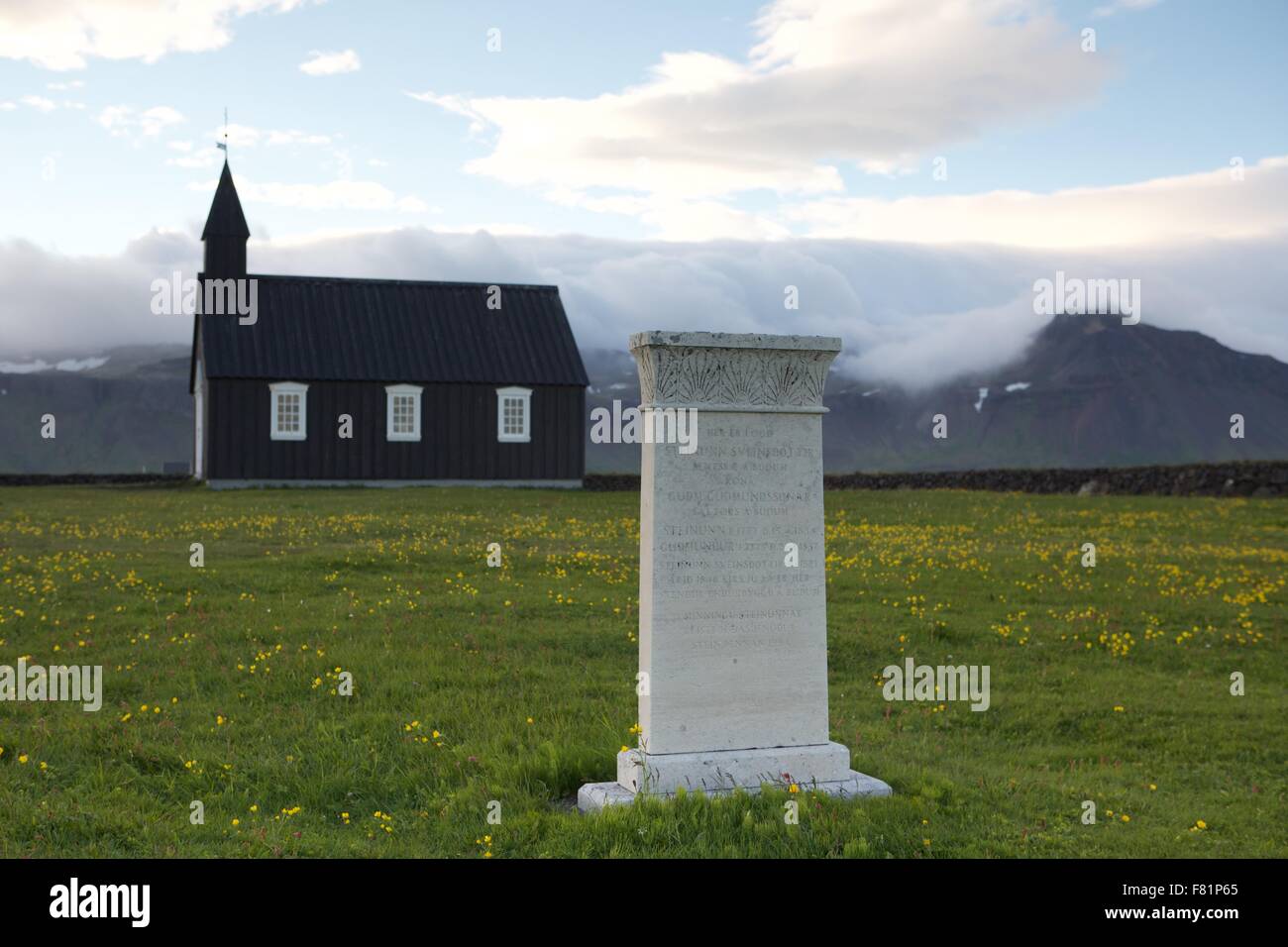 The famous black church at Budir on the Snaefellsnes Peninsula in ...