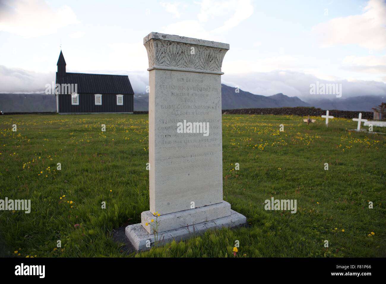 The famous black church at Budir on the Snaefellsnes Peninsula in ...
