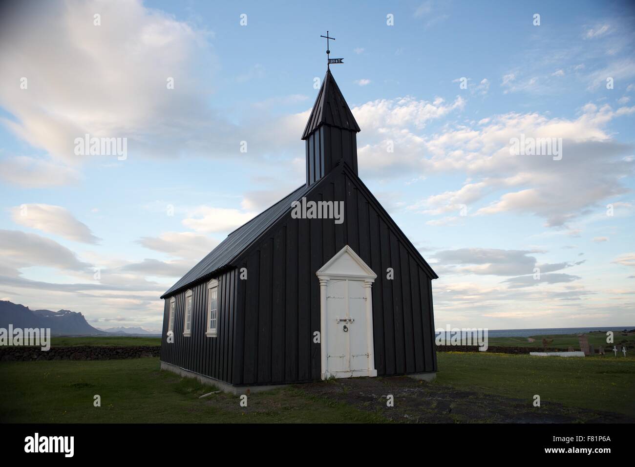 The famous black church at Budir on the Snaefellsnes Peninsula in ...