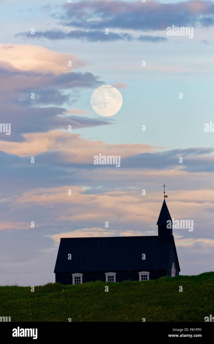 The famous black church at Budir on the Snaefellsnes Peninsula in ...