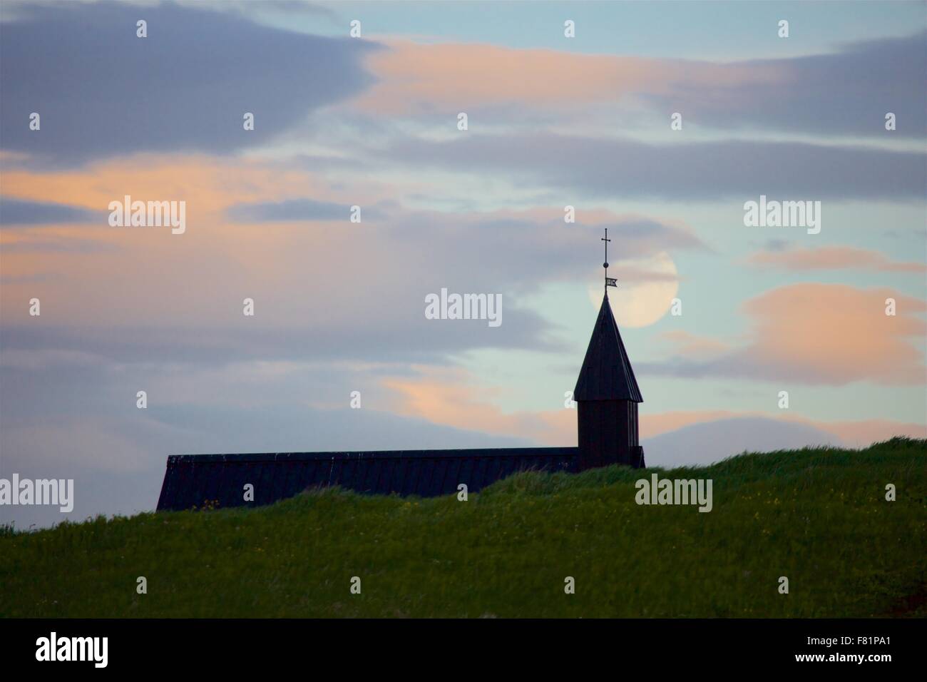 The famous black church at Budir on the Snaefellsnes Peninsula in ...