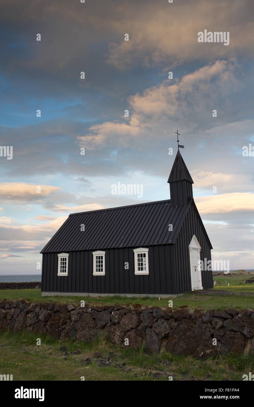 The famous black church at Budir on the Snaefellsnes Peninsula in ...