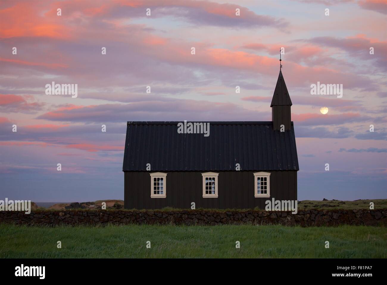 The famous black church at Budir on the Snaefellsnes Peninsula in ...