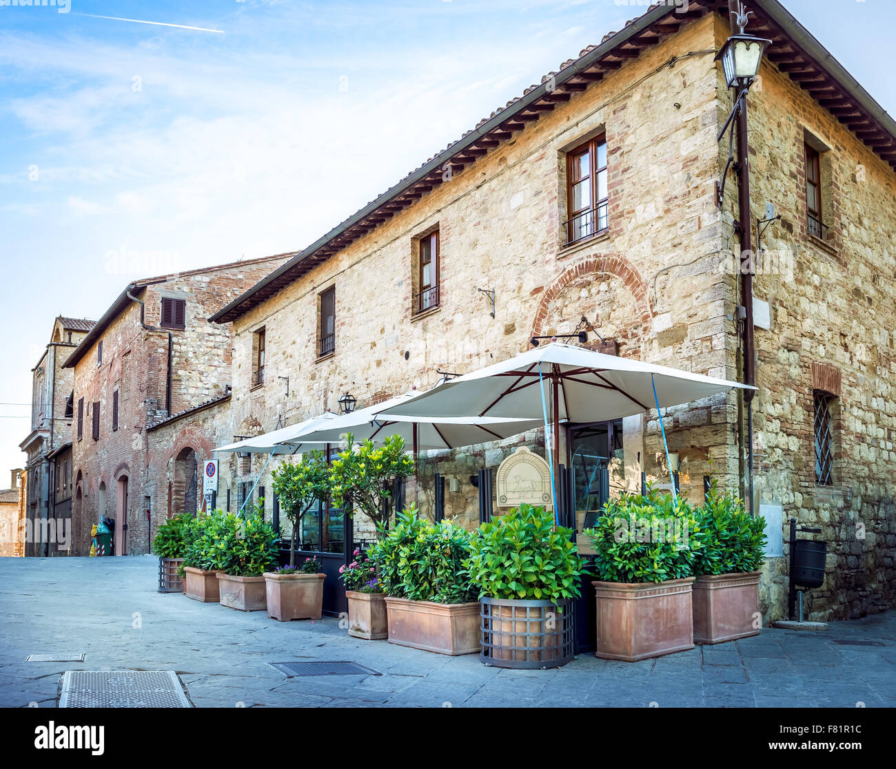 Beautiful narrow street of old Montepulciano town in Tuscany Stock ...