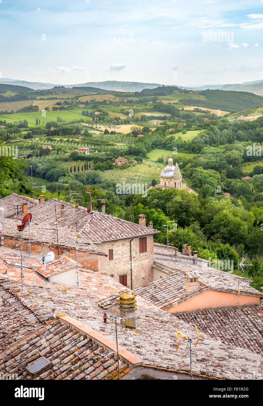 Scenery of Val D'Orcia valley in Tuscany. A wiev from Montepulciano ...