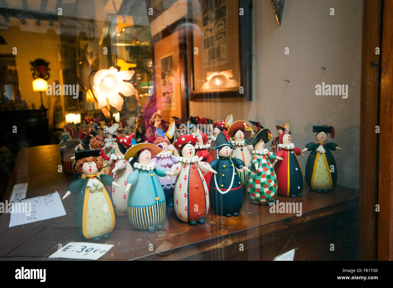 Handmade ceramic puppets for sale in Cortona, Tuscany, Italy Stock ...