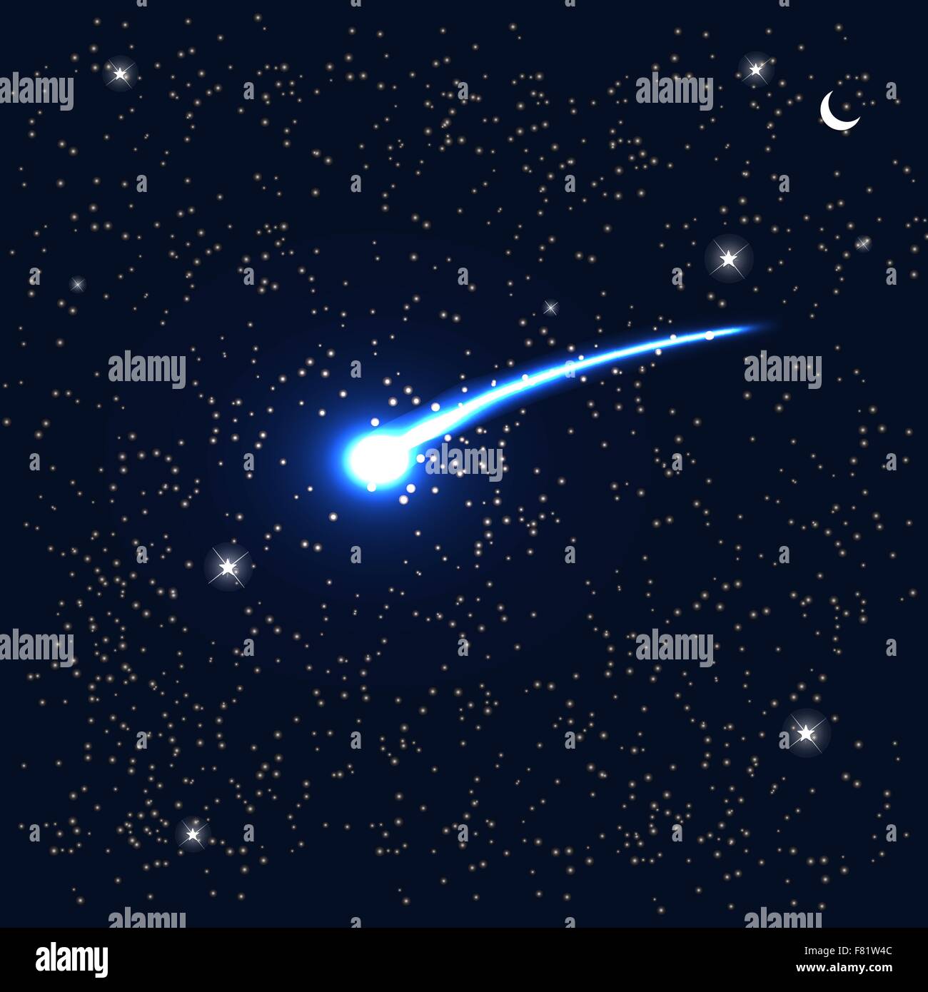 Comet Fly Around the Planet in Space. Vector Illustration Stock Vector ...