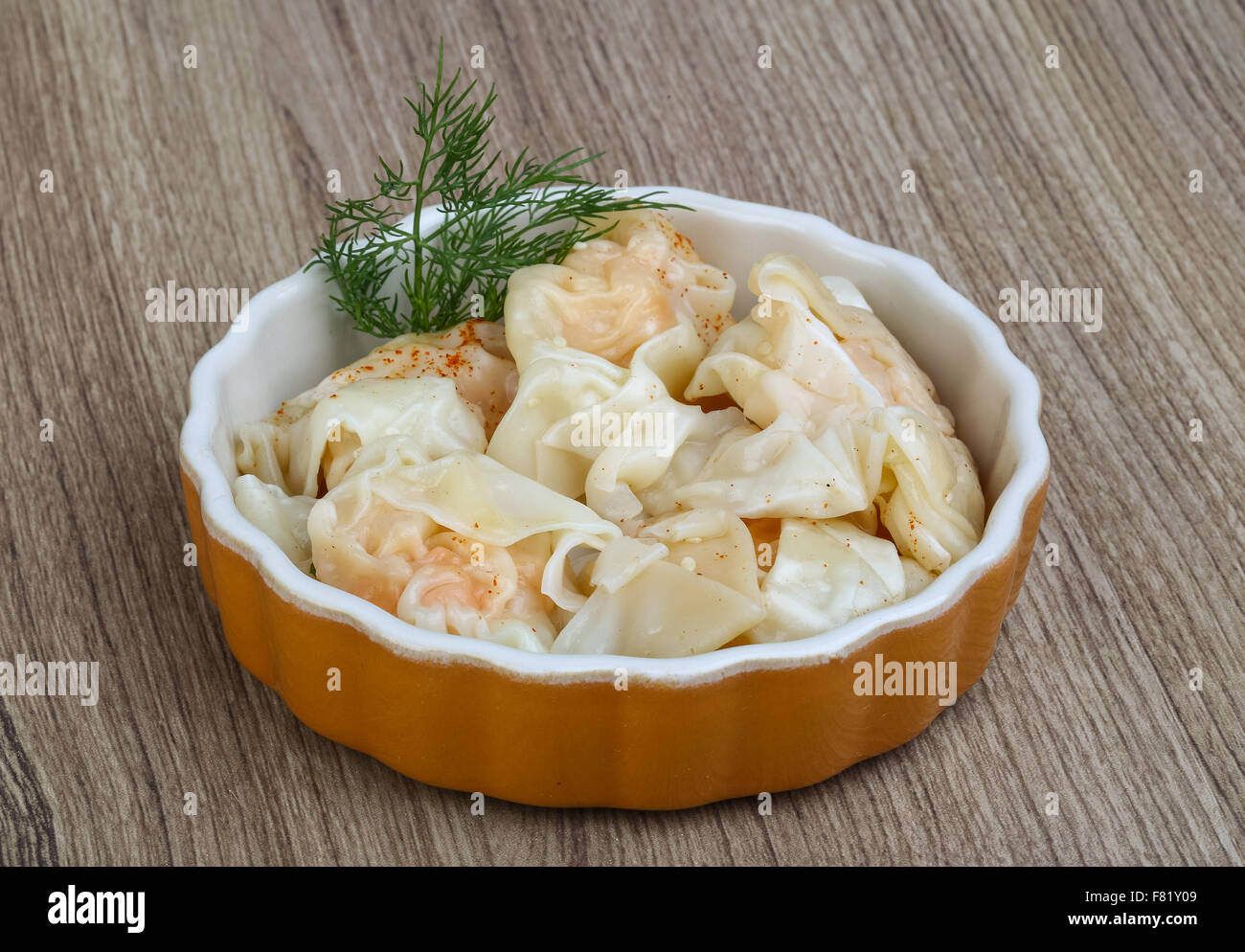 Shrimp wanton with dill leaves - traditional asian cusine Stock Photo ...