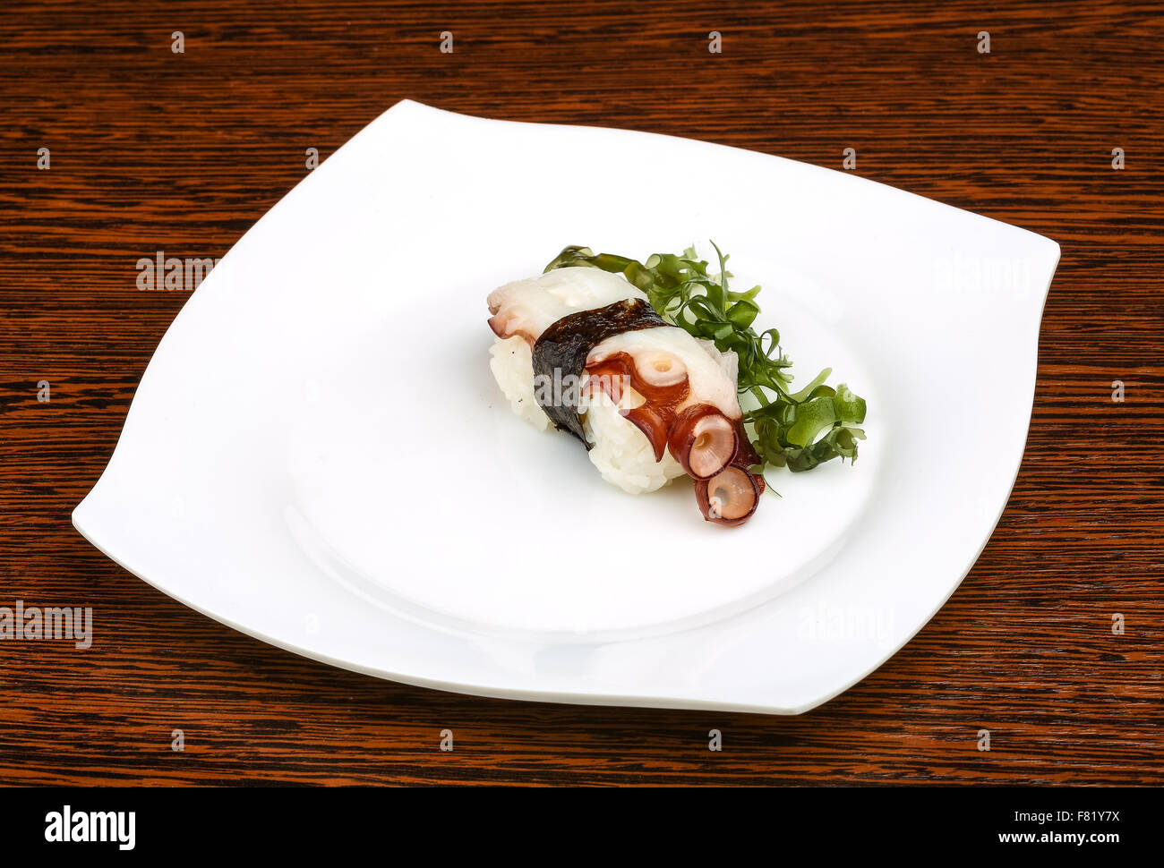 Cold fresh Octopus sushi with nori and nori Stock Photo - Alamy