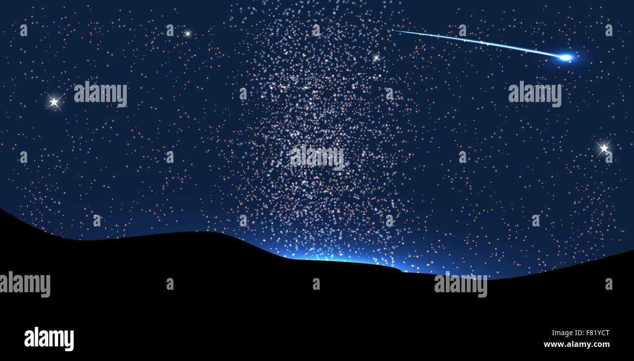 Comet Fly Around the Planet in Space. Vector Illustration Stock Vector ...
