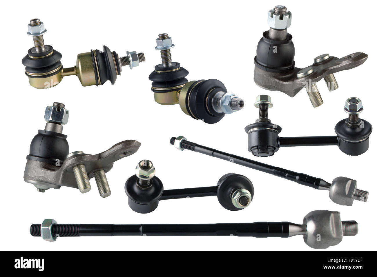 Many spare parts for chassis passenger car on a white background Stock ...