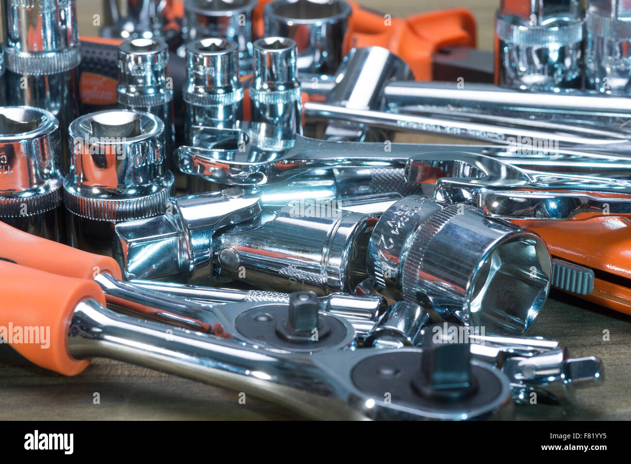 wrenches and other bench tools for mechanic Stock Photo - Alamy