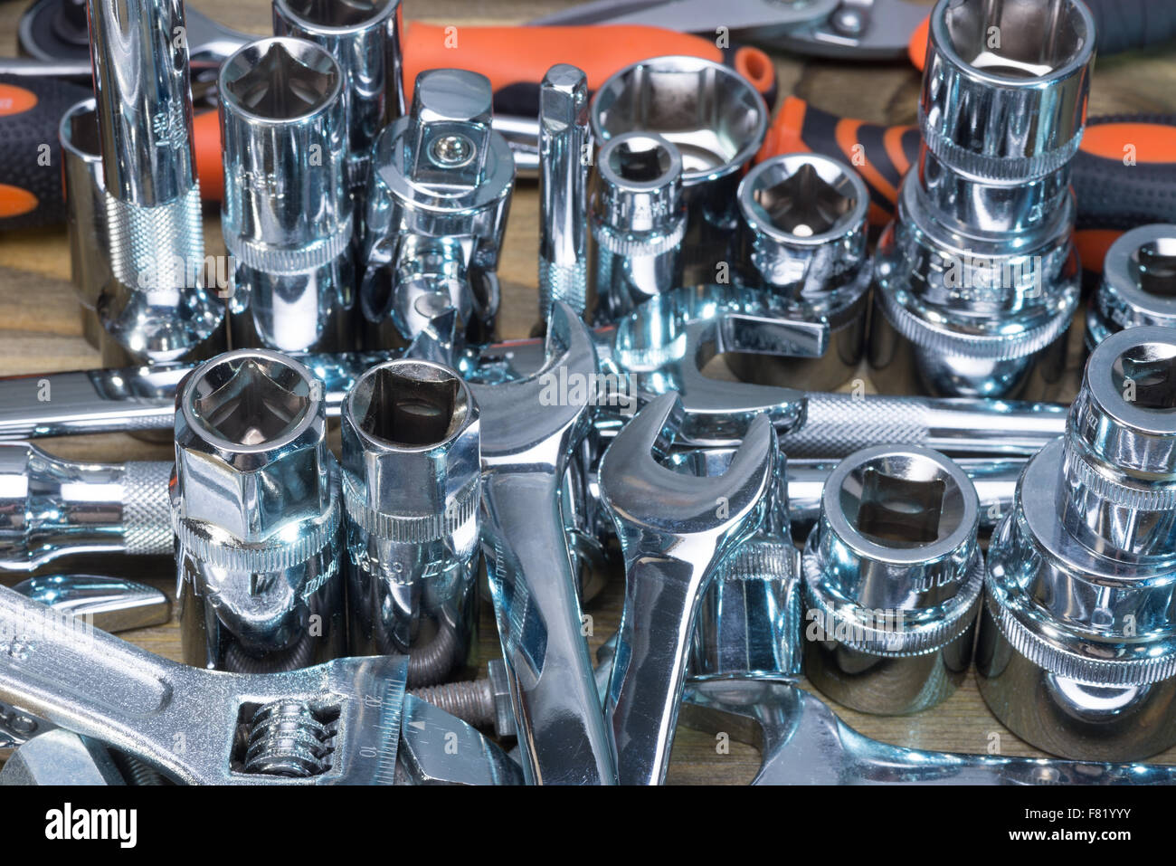 wrenches and other bench tools for mechanic Stock Photo - Alamy