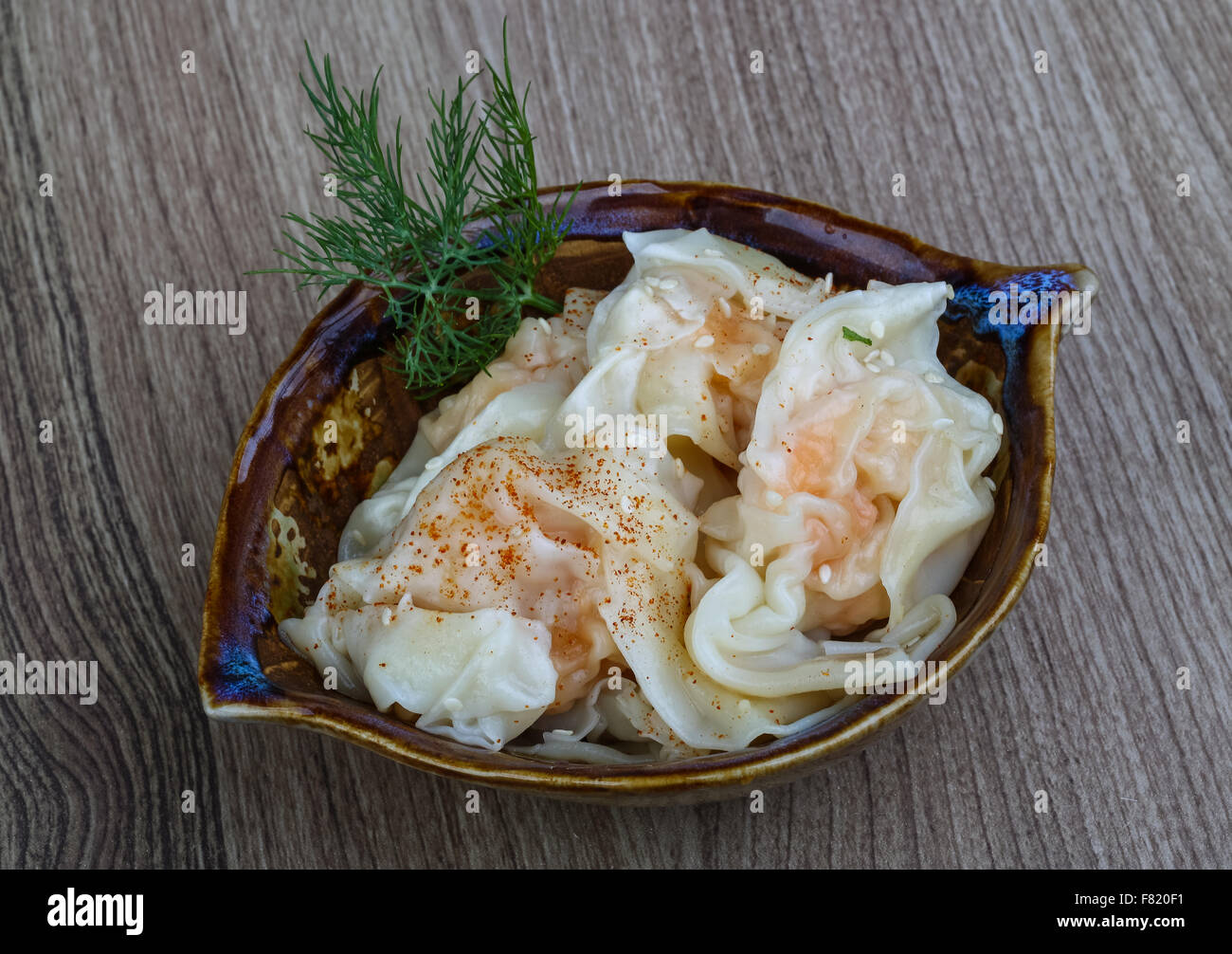 Shrimp wanton with dill leaves - traditional asian cusine Stock Photo ...