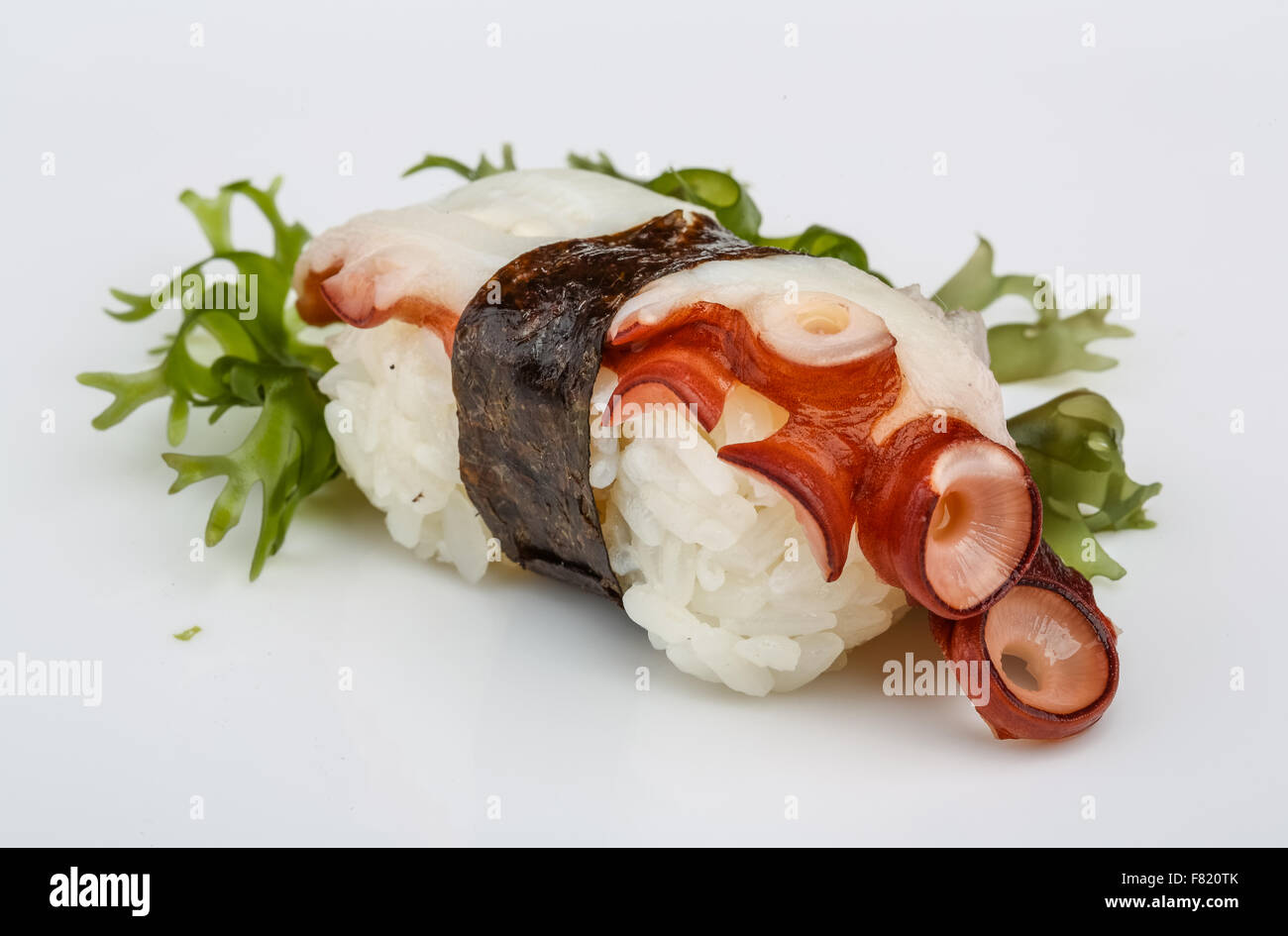 Fresh cold Octopus sushi with nori - Japan traditional cusine Stock ...