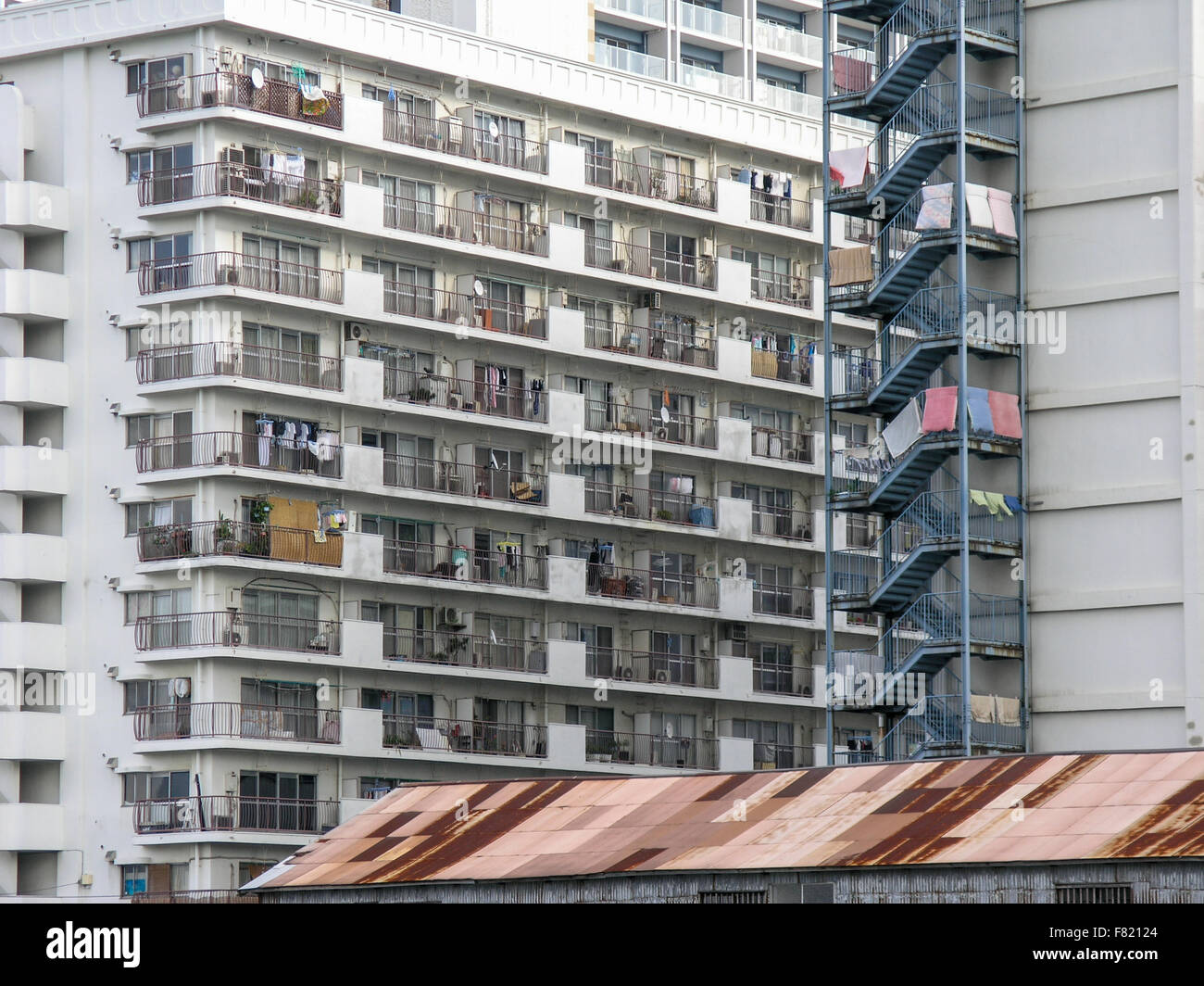 Block house apartments, detail, Japan Stock Photo - Alamy