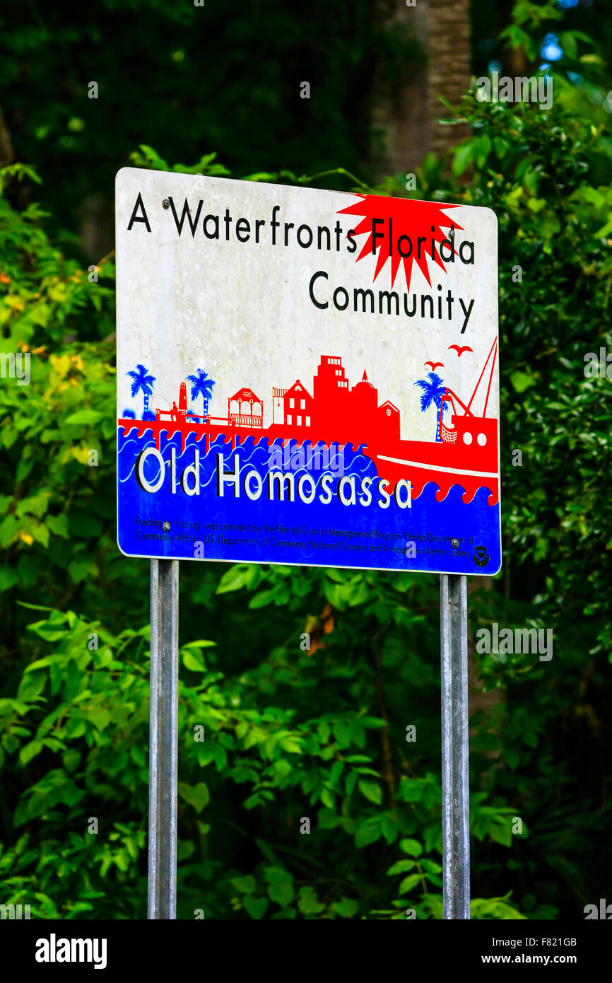 Old Homosassa township sign in central west coast Florida Stock Photo ...