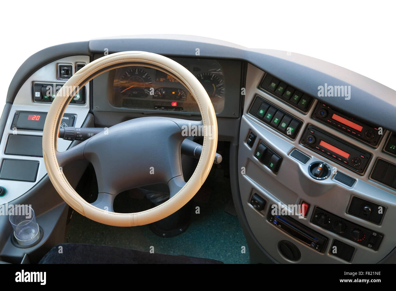 Close up shot of bus dash board Stock Photo - Alamy