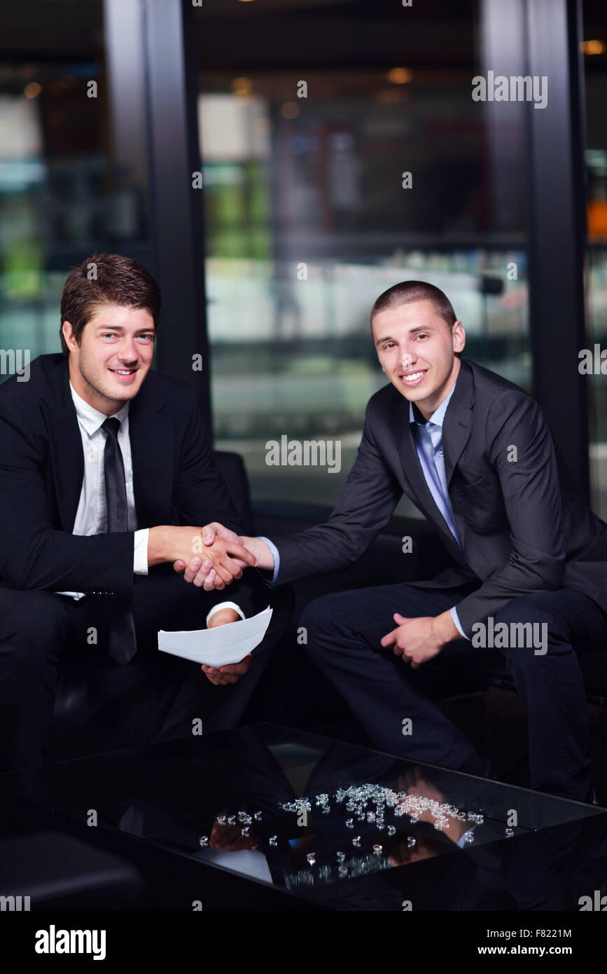 business people shaking hands make deal and sign contract Stock Photo ...
