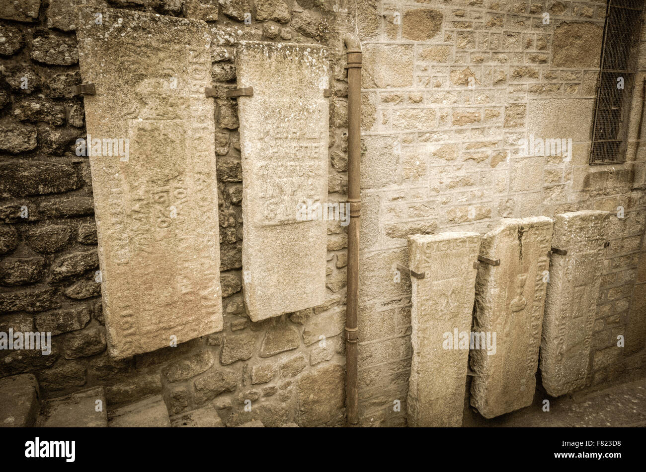 Stone tablets, Mont Saint-Michel, Normandy, France Stock Photo - Alamy