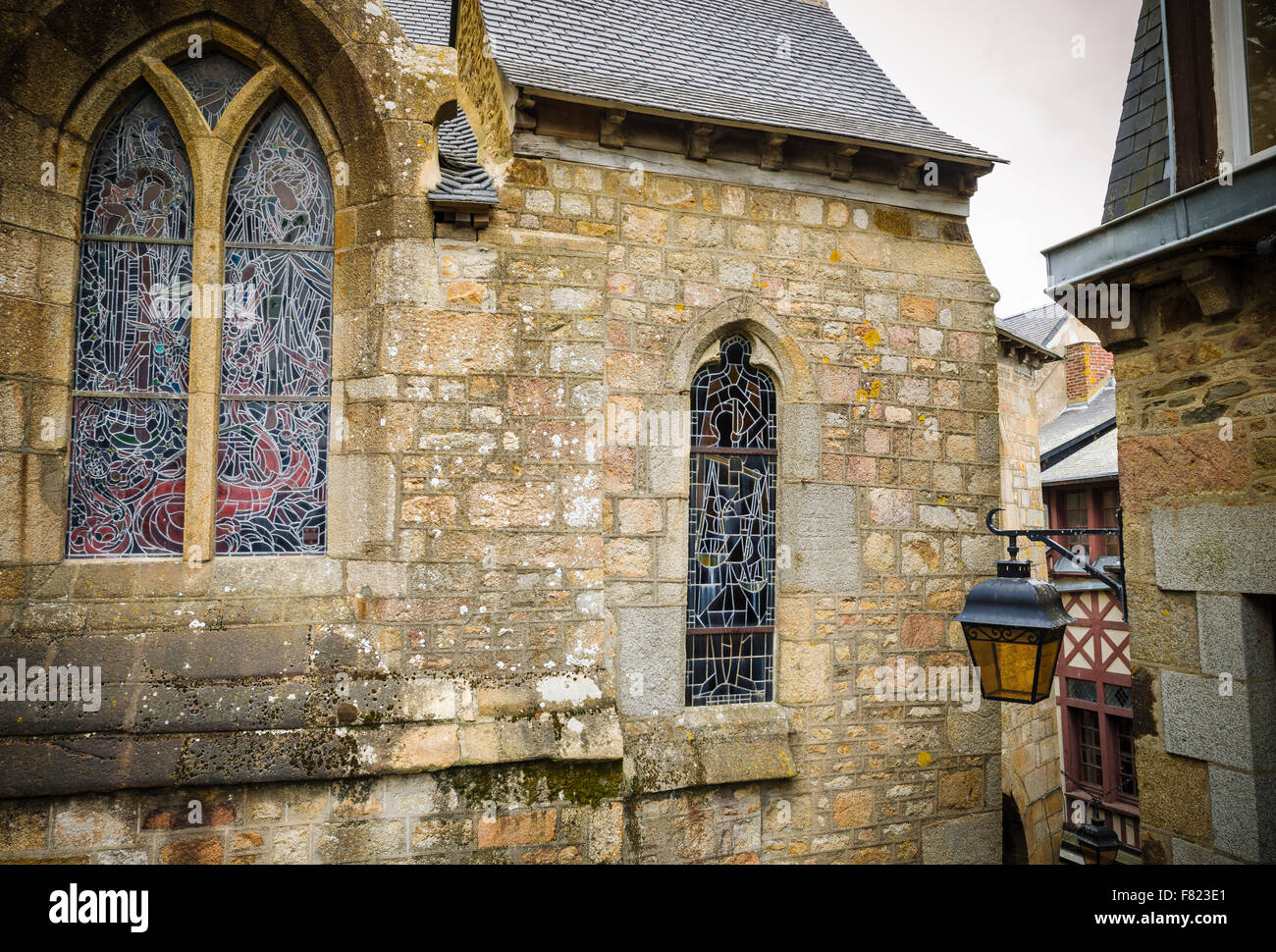 Stained glass windows are original exterior windows hi-res stock ...